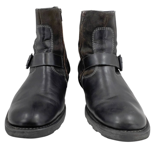 Kenneth Cole Reaction | Shoes | Mens Black Leather Buckle Zip Moto ...